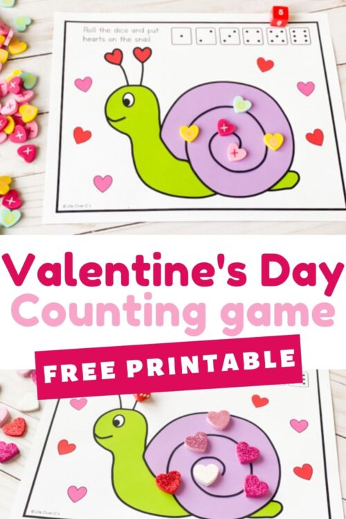 Free Printable Valentine's Day Math Dice Game: Numbers 1-6