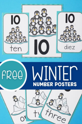 Free Printable Number Posters for Preschool Winter Theme