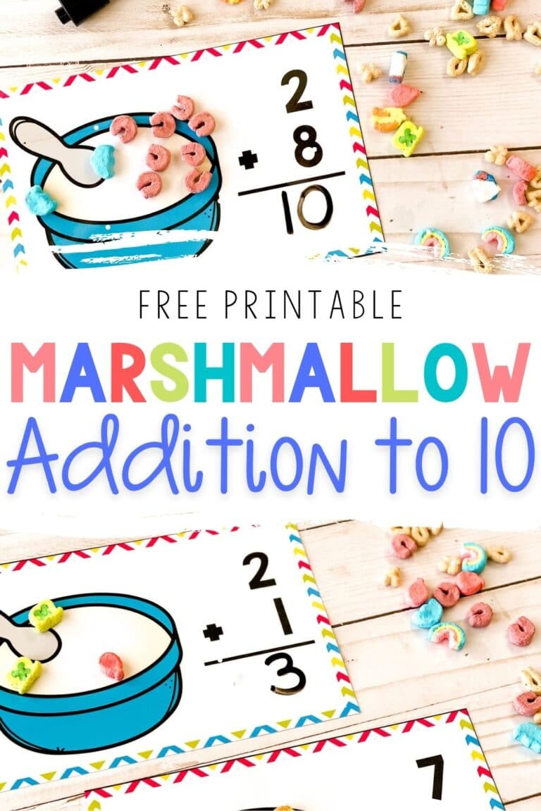Free Marshmallow Addition Math Mats for Kindergarten