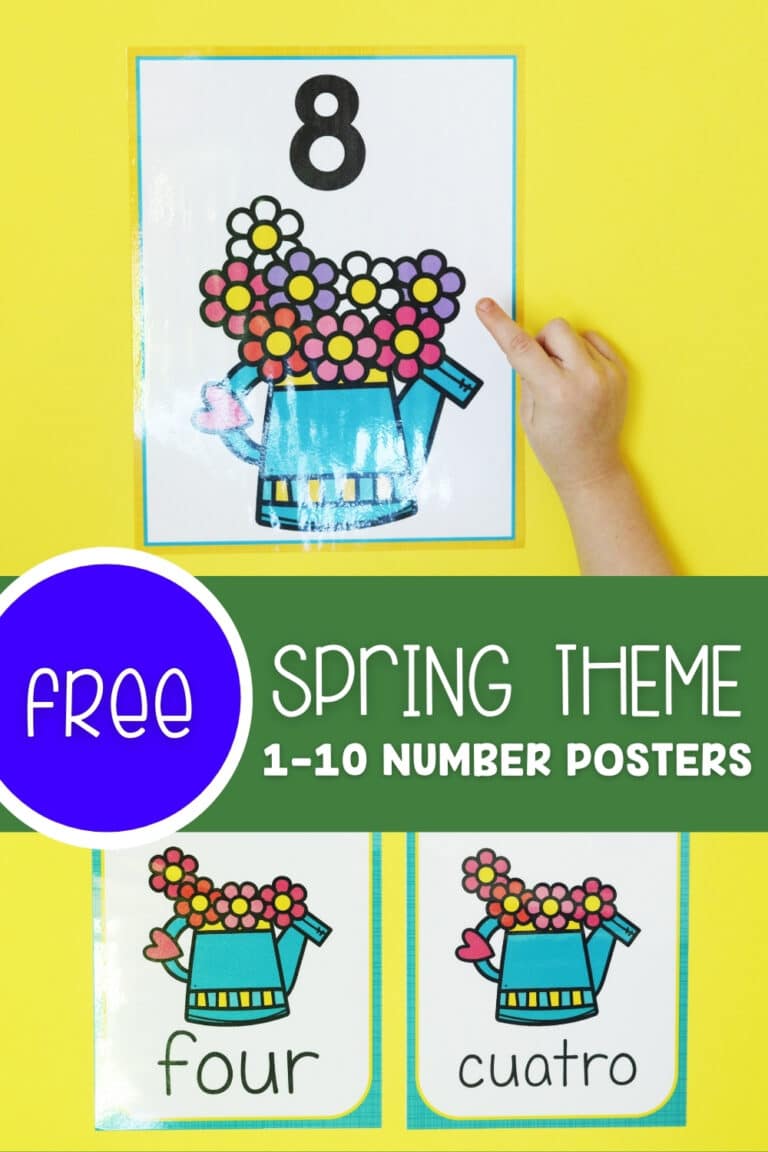 Free Printable Spring Theme Number Posters for 1-10