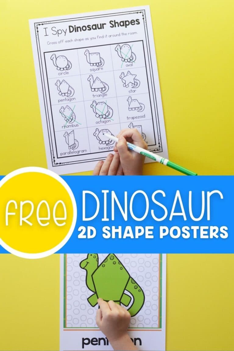 Free Printable Dinosaur Shape Posters and I Spy Shape Hunt