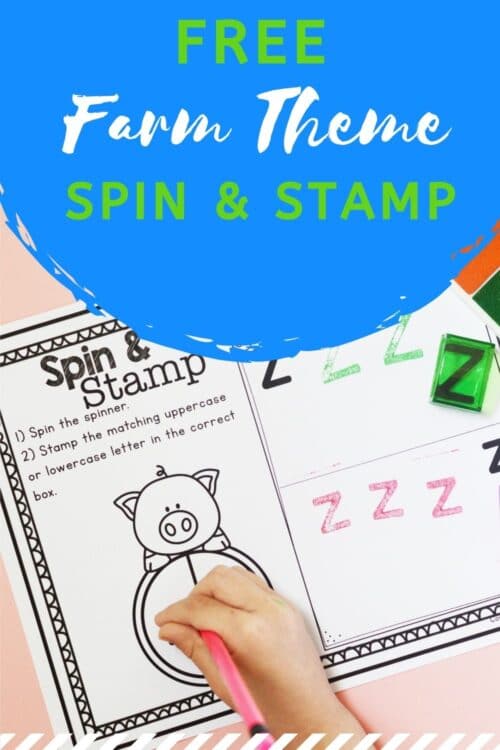 Farm Theme Preschool Alphabet Activity: Spin & Stamp