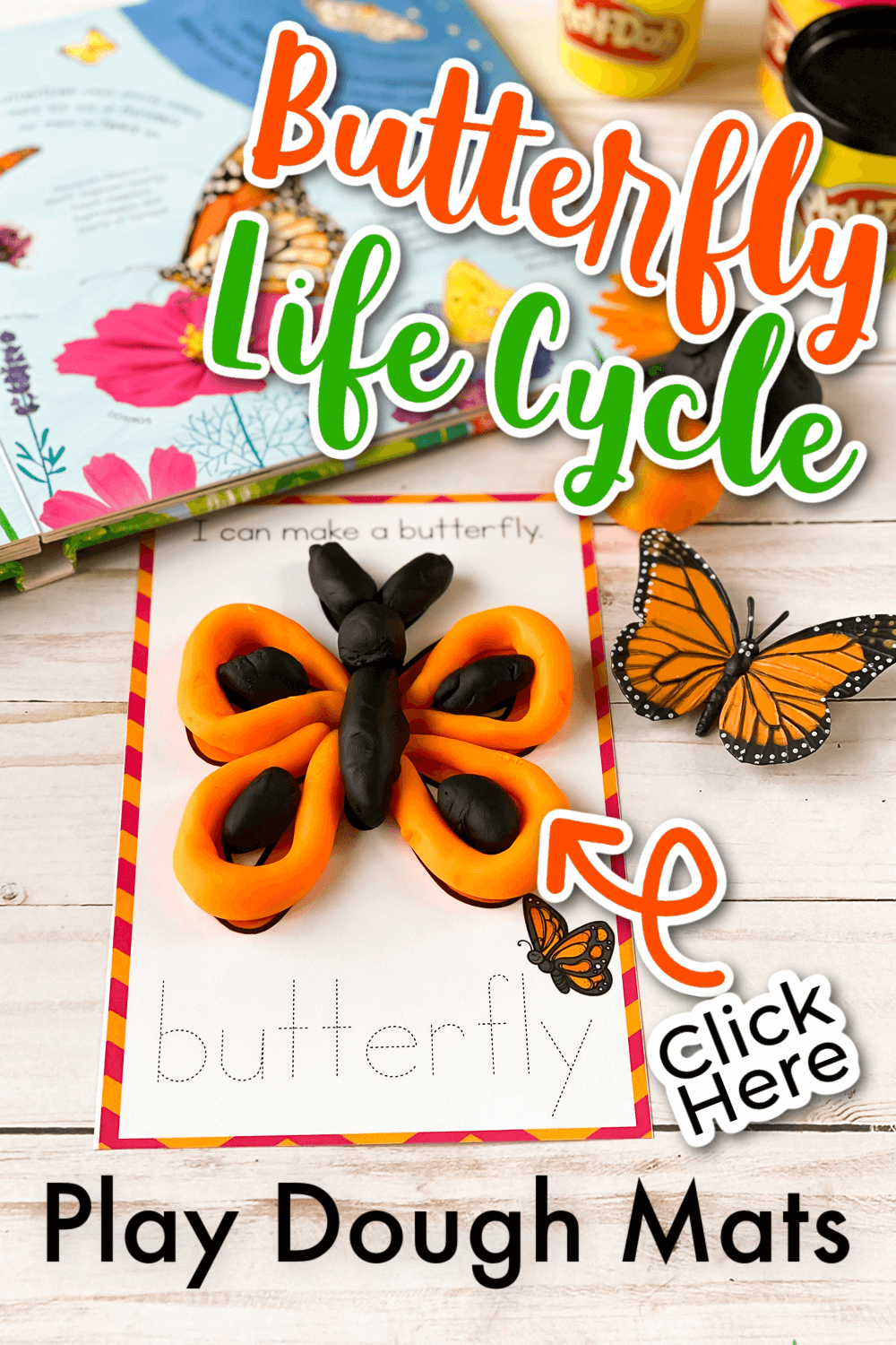 Free Printable Life Cycle of a Butterfly Play Dough Mats
