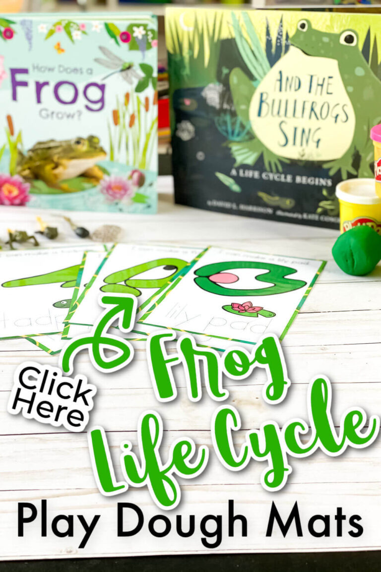 Free Printable Life Cycle of a Frog Play Dough Mats