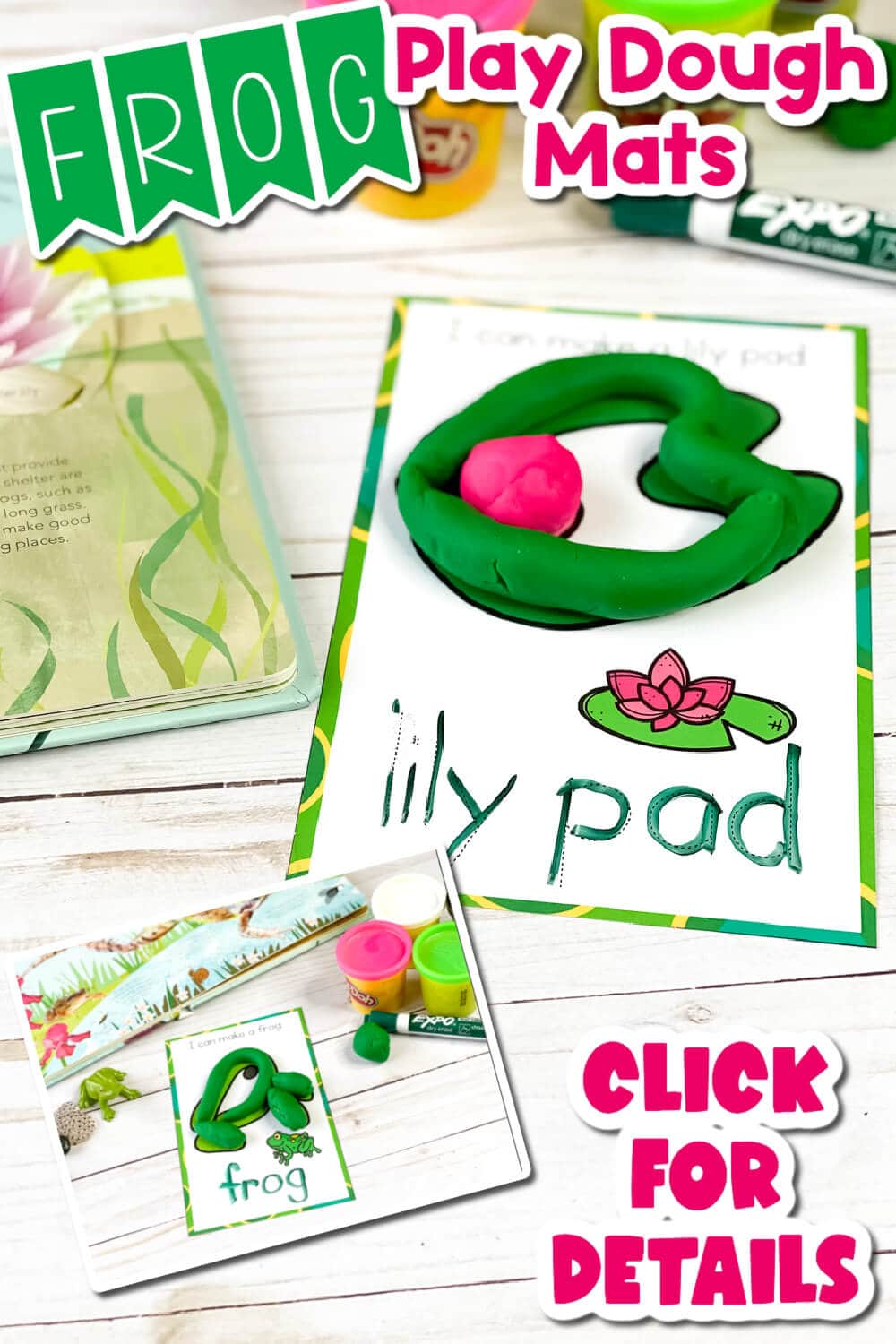 Free Printable Life Cycle of a Frog Play Dough Mats
