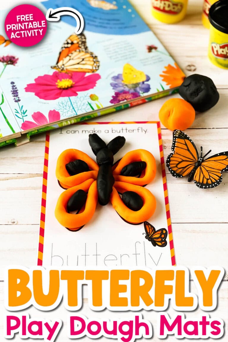 Free Printable Life Cycle of a Butterfly Play Dough Mats