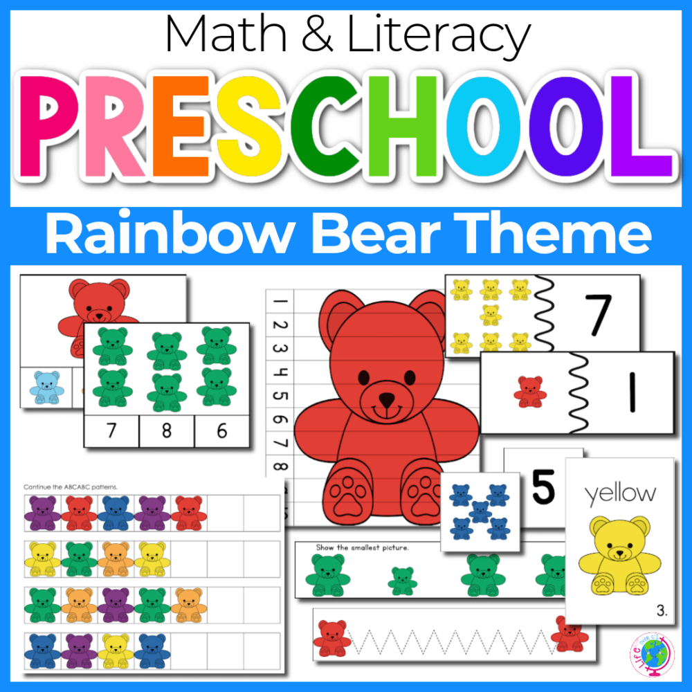 Free Printable Rainbow Bear Colors Spinner Game
