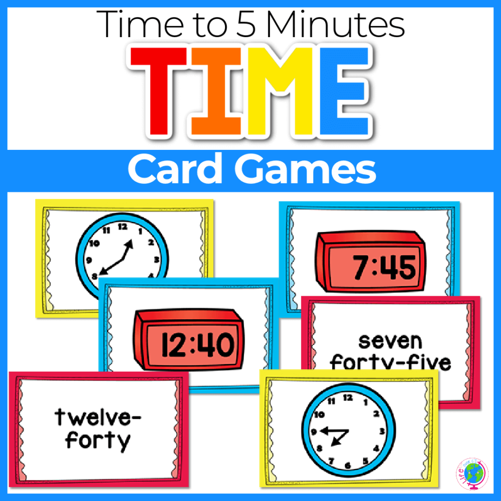 5 Card Games for Telling Time to Five Minutes (Level 4)