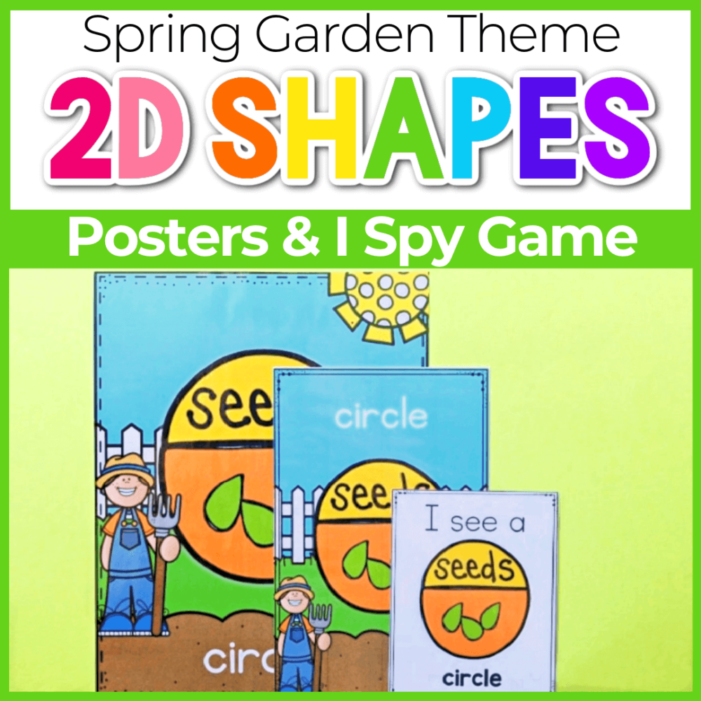 Free Printable Garden Theme Preschool Shape Posters & I Spy