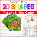 Free Printable Apple Theme 2D Shapes Posters for Preschool