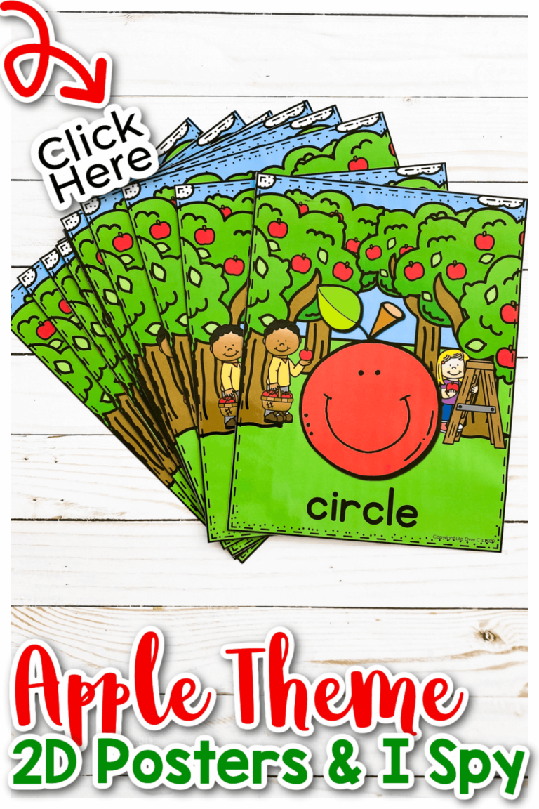 Free Printable Apple Theme 2D Shapes Posters for Preschool