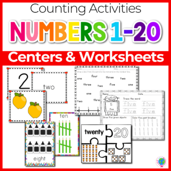 Math Centers & Worksheets for Numbers 1-20