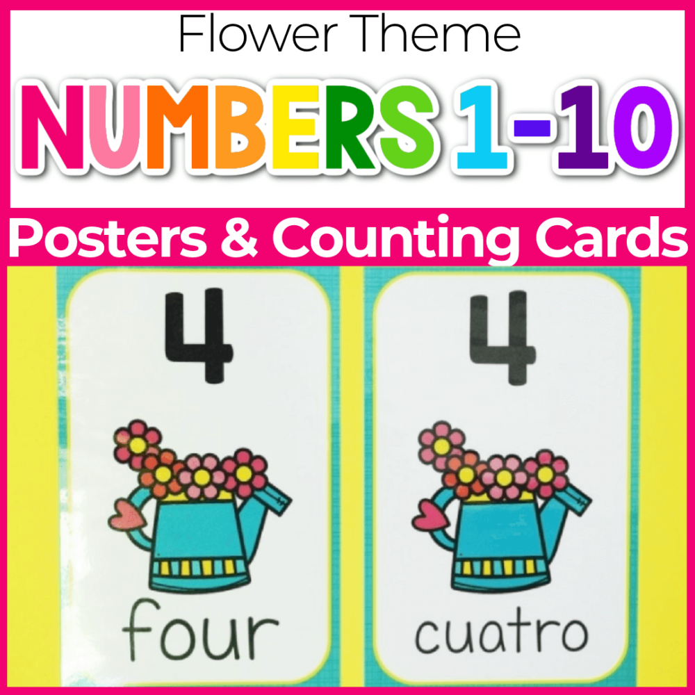 Free Printable Spring Theme Number Posters for 1-10