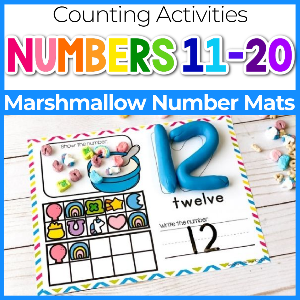 Free Printable Marshmallow Counting Mats: Numbers 11-20