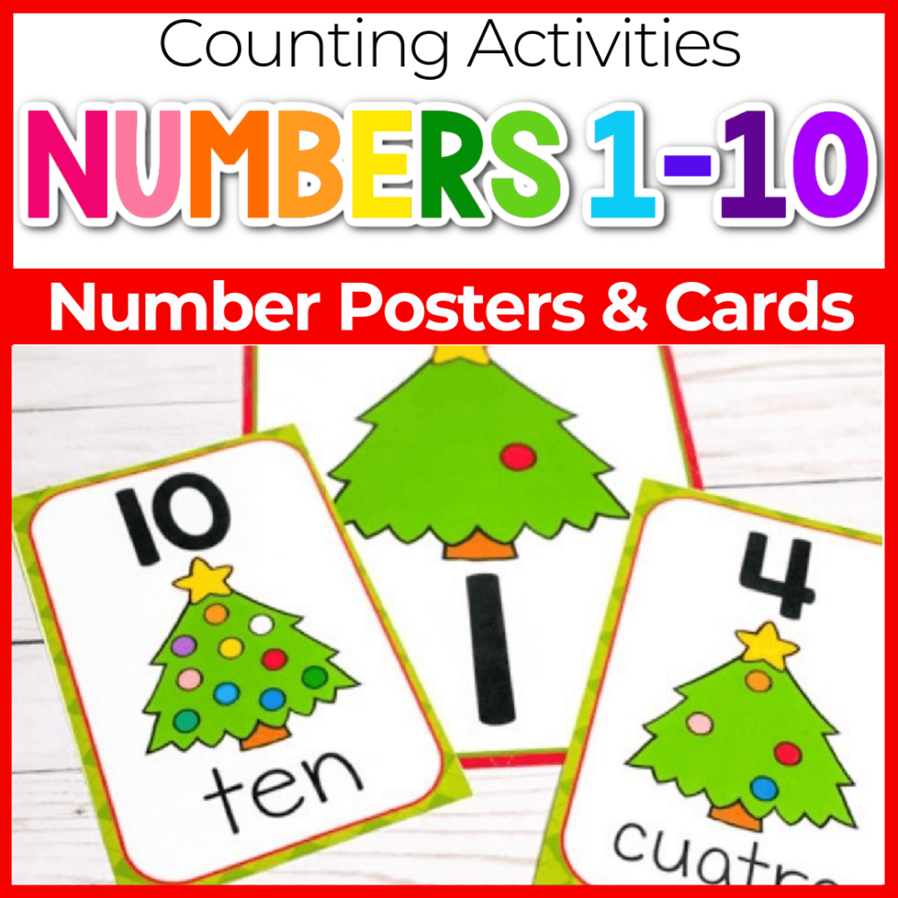 Free Printable Christmas Tree Counting Cards and Posters