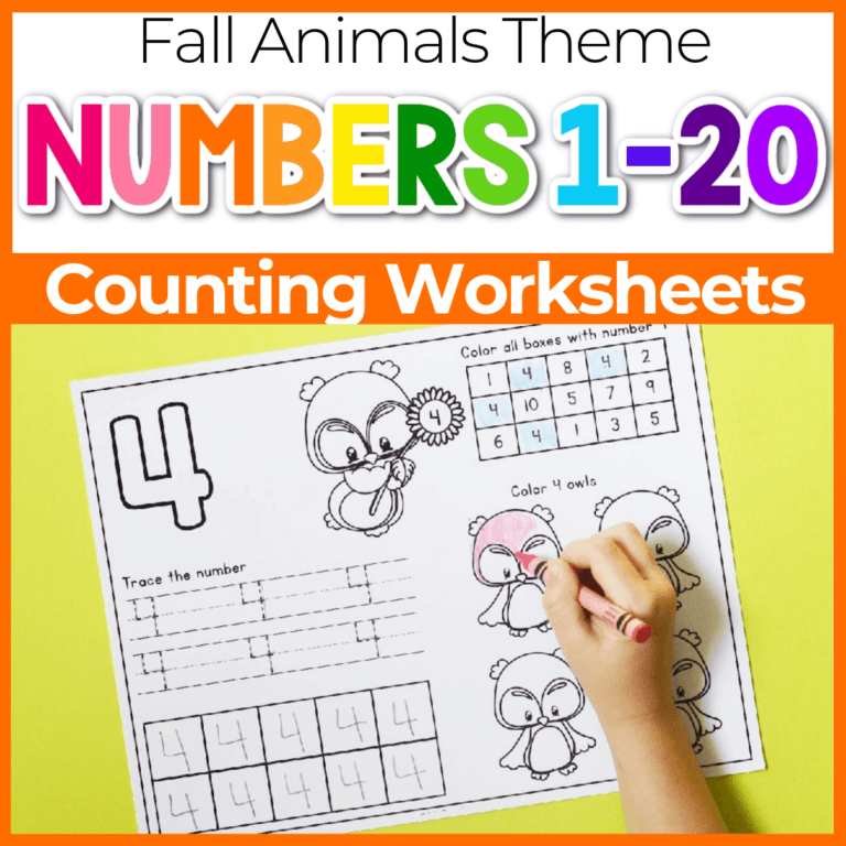 Free Printable Fall Number Tracing Worksheets for 1-20