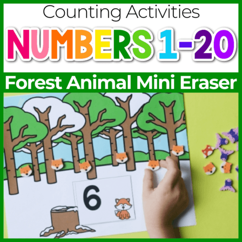 Free Printable Forest Animal Mini Eraser Counting Activity