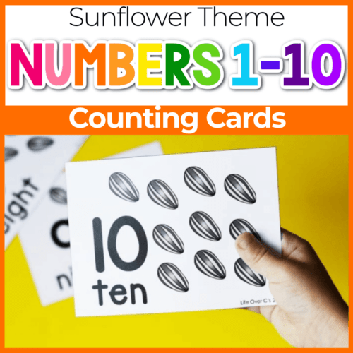Free Printable Sunflower Seed Counting Cards for Preschool