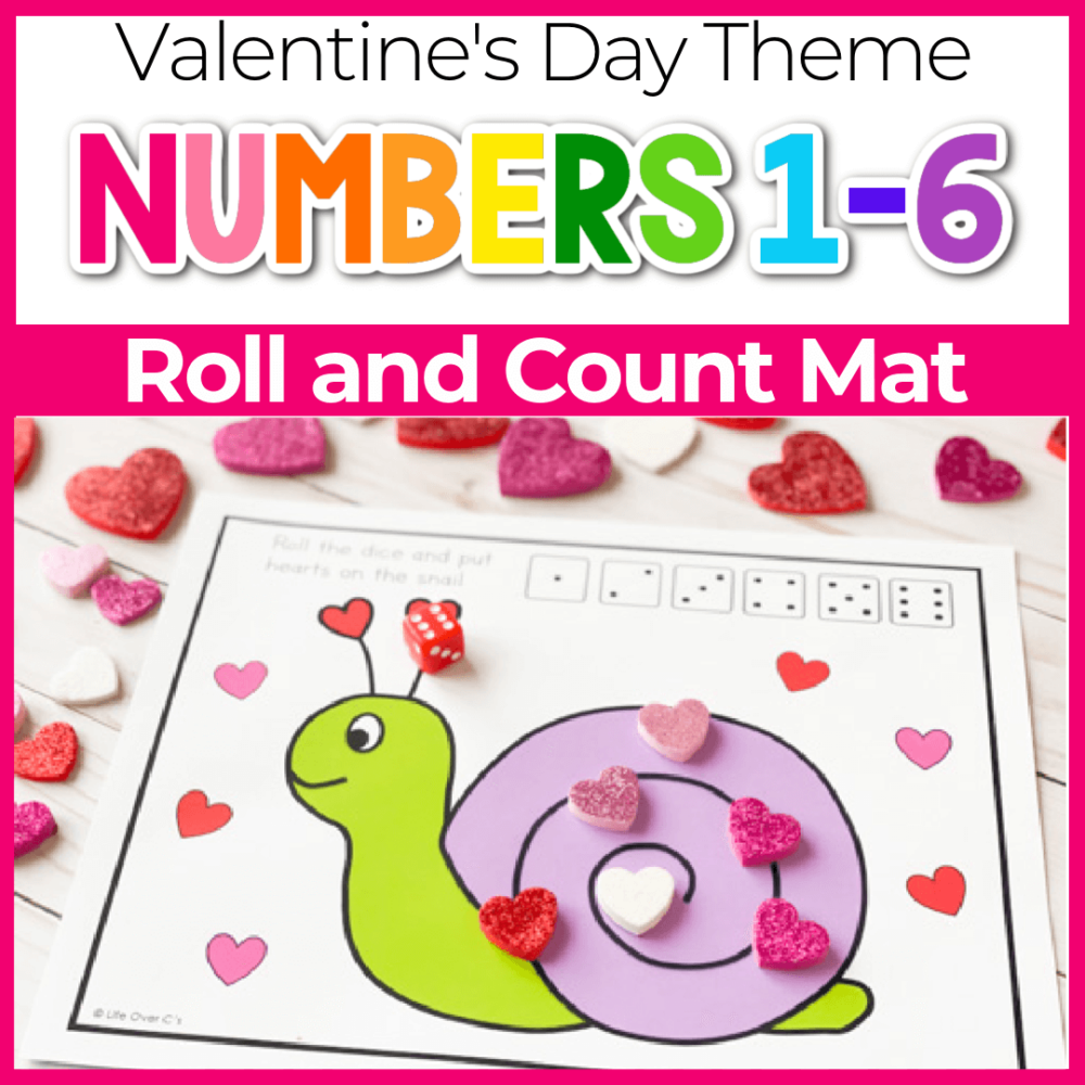 Valentine’s Day Roll and Count Math Game