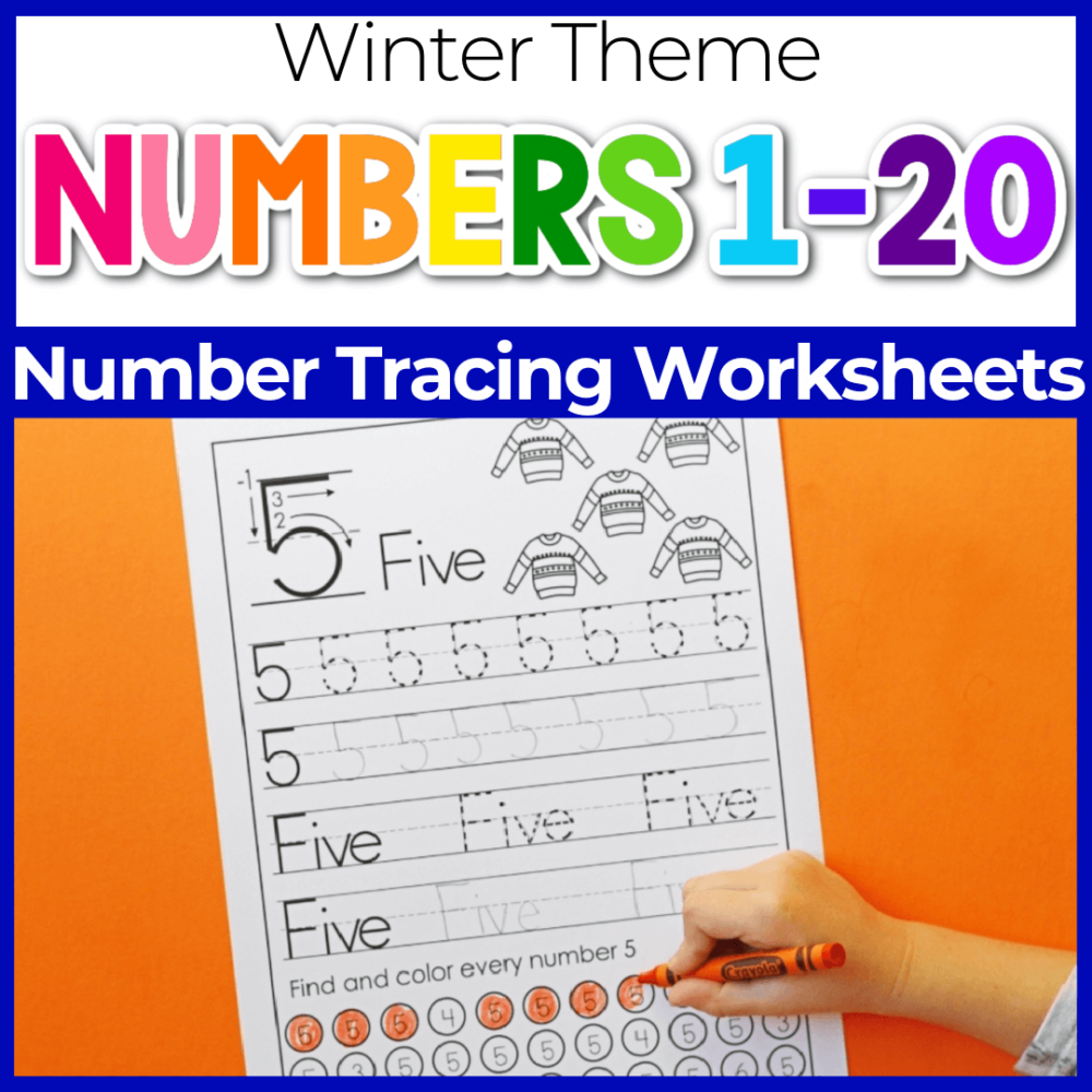 Free Printable Winter Number Tracing Worksheets for Kids