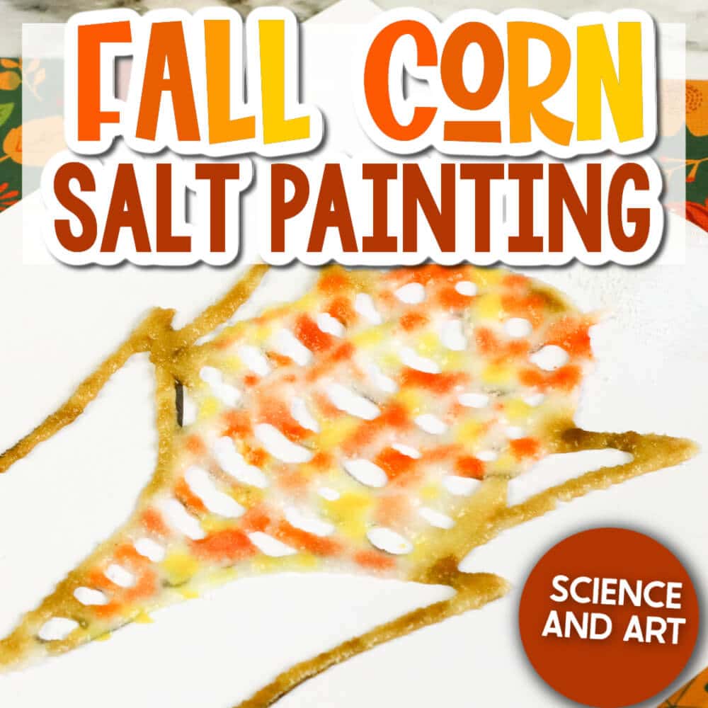 Colorful Fall Calico Corn Salt Painting for Kids