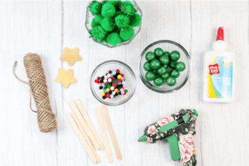 Easy Pom Pom Christmas Tree Craft for Kids