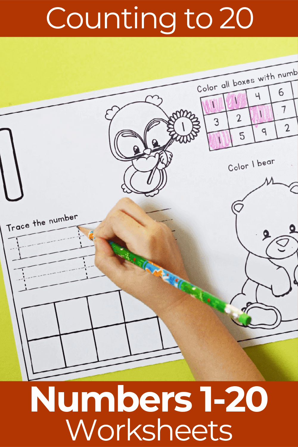 Free Printable Fall Number Tracing Worksheets for 1-20