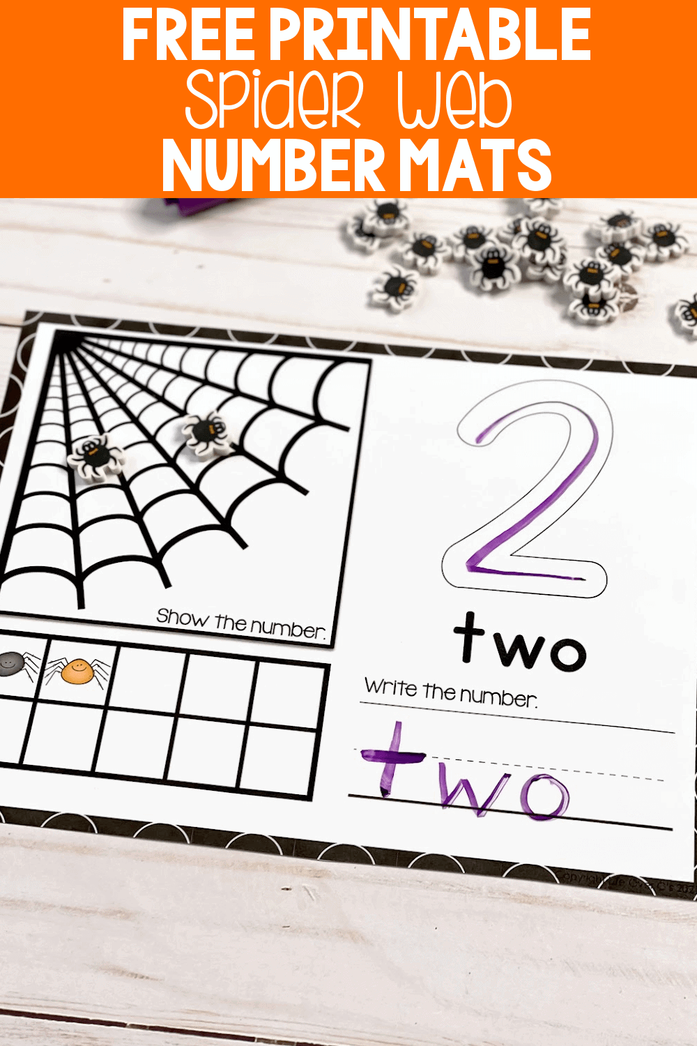 Free Printable Spider Web Number Mats for Preschool