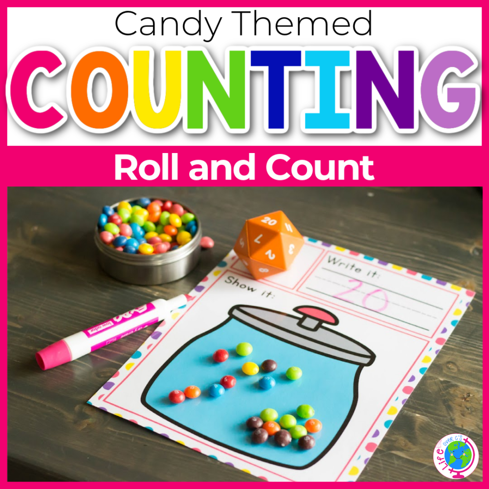 Free Printable Candy Jar Roll & Count Dice Game for Kids