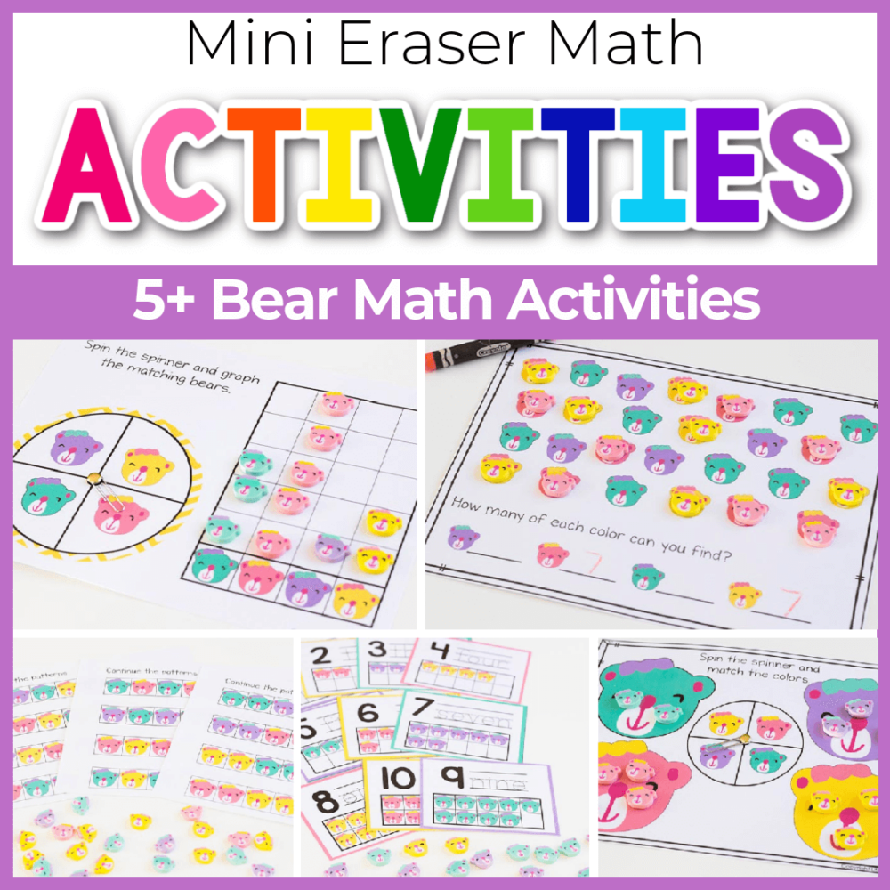 Free Printable Bear Mini Eraser Math Activity Pack