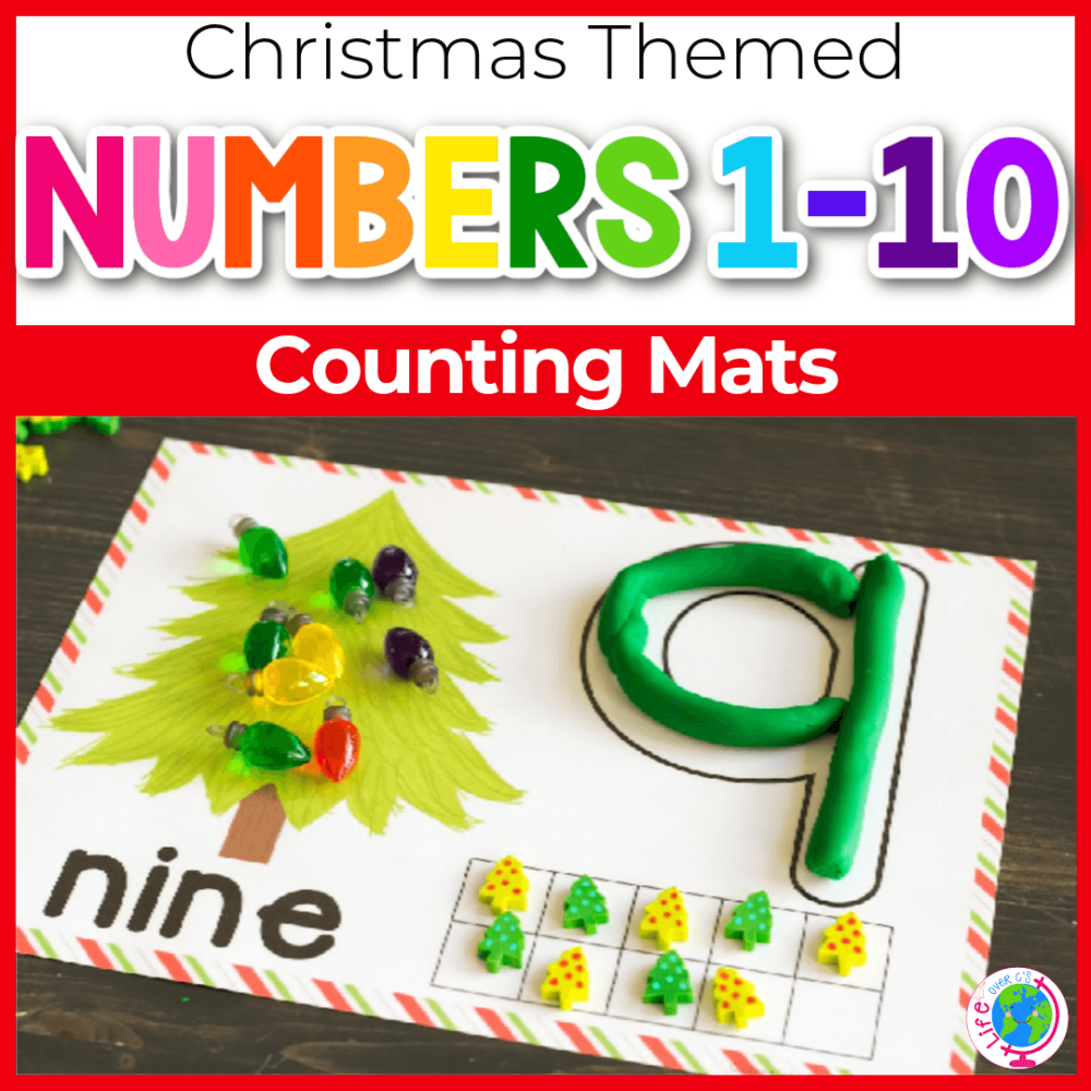 Free Printable Christmas Tree Play Dough Mats for 1-10