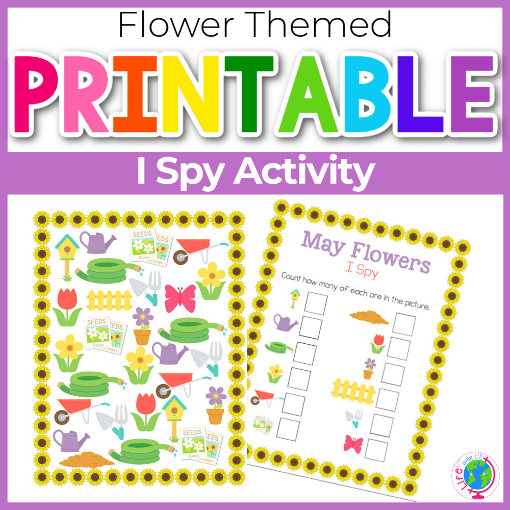 Free Printable May Flowers I Spy Activity for Preschoolers
