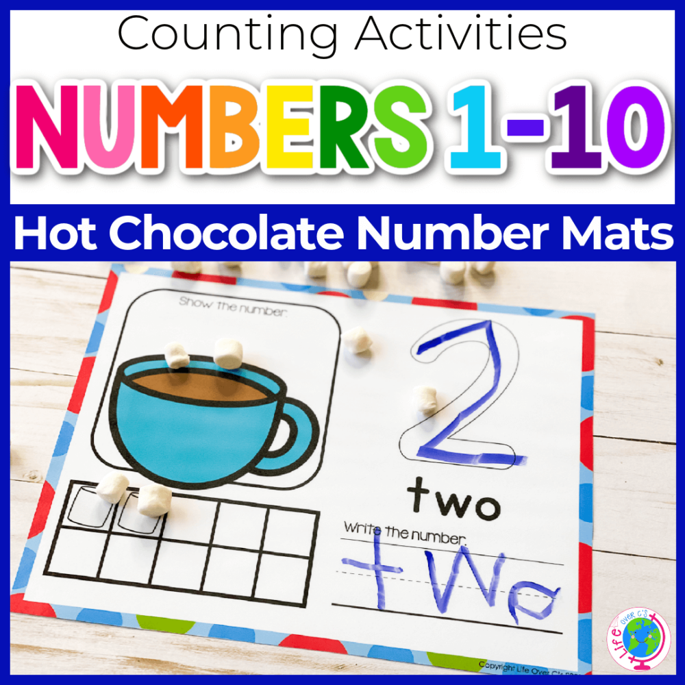 Free Printable Hot Chocolate Counting Mats for 1-10