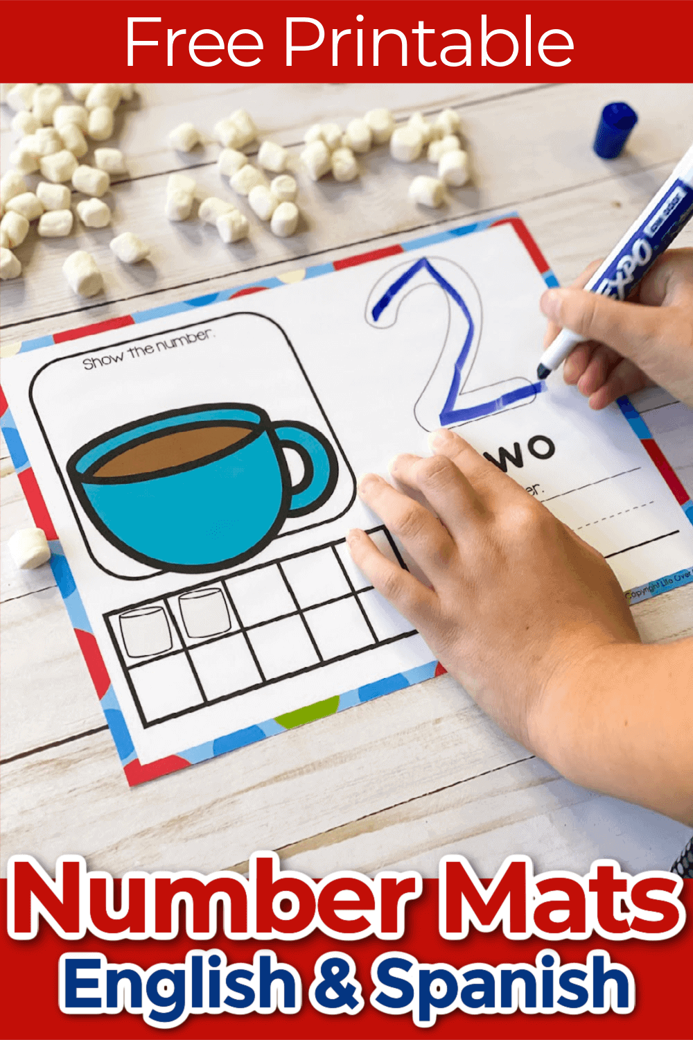 Free Printable Hot Chocolate Counting Mats for 1-10