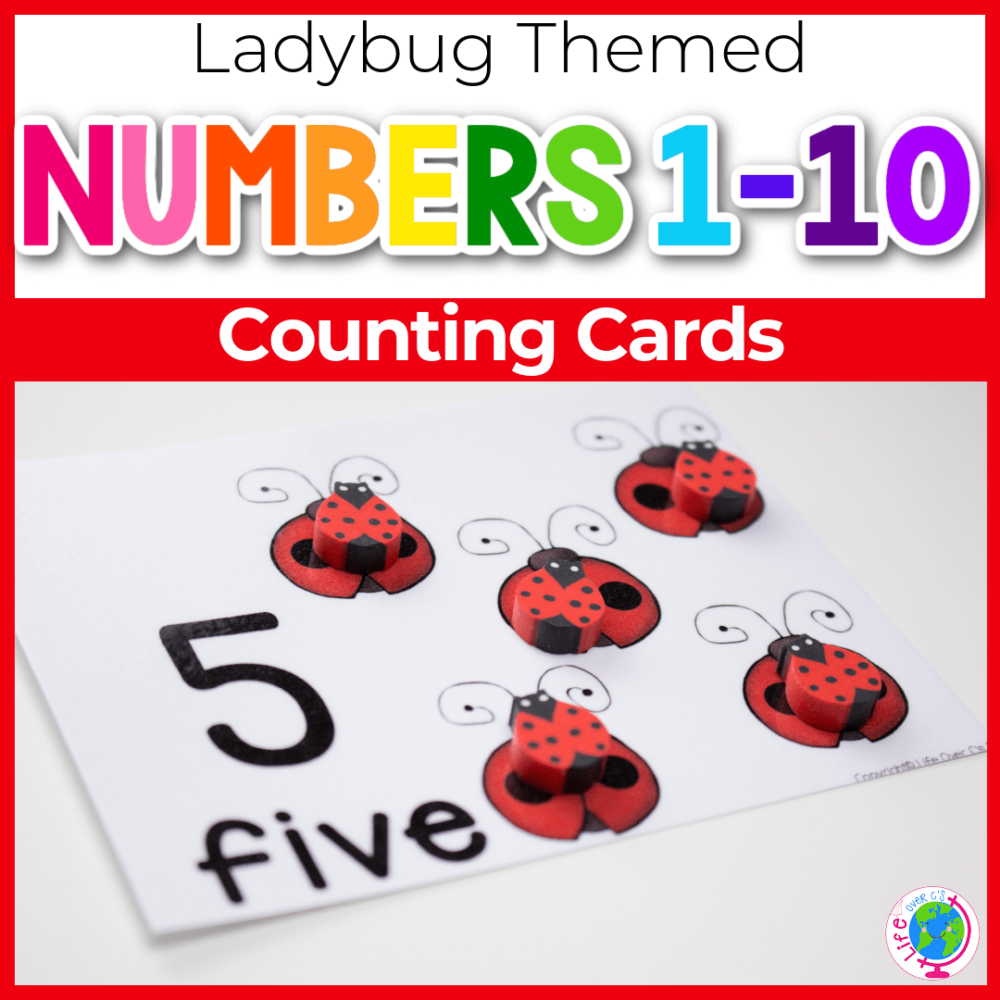 Free Printable Ladybug Counting Cards for Numbers 1-10