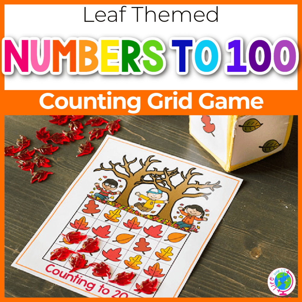 Free Printable Fall Leaves Counting Grid Game for Preschool