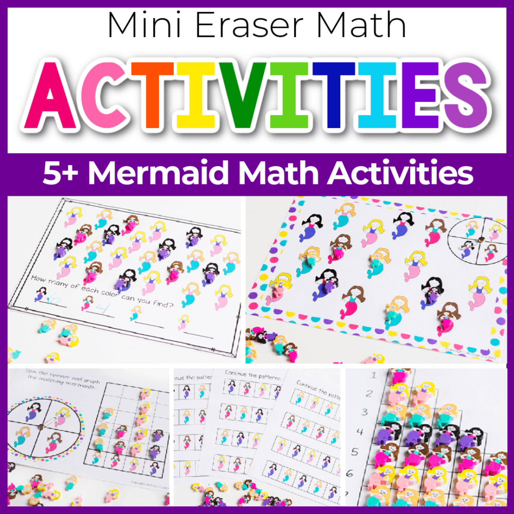 Free Printable Mermaid Mini Eraser Math Activity Pack