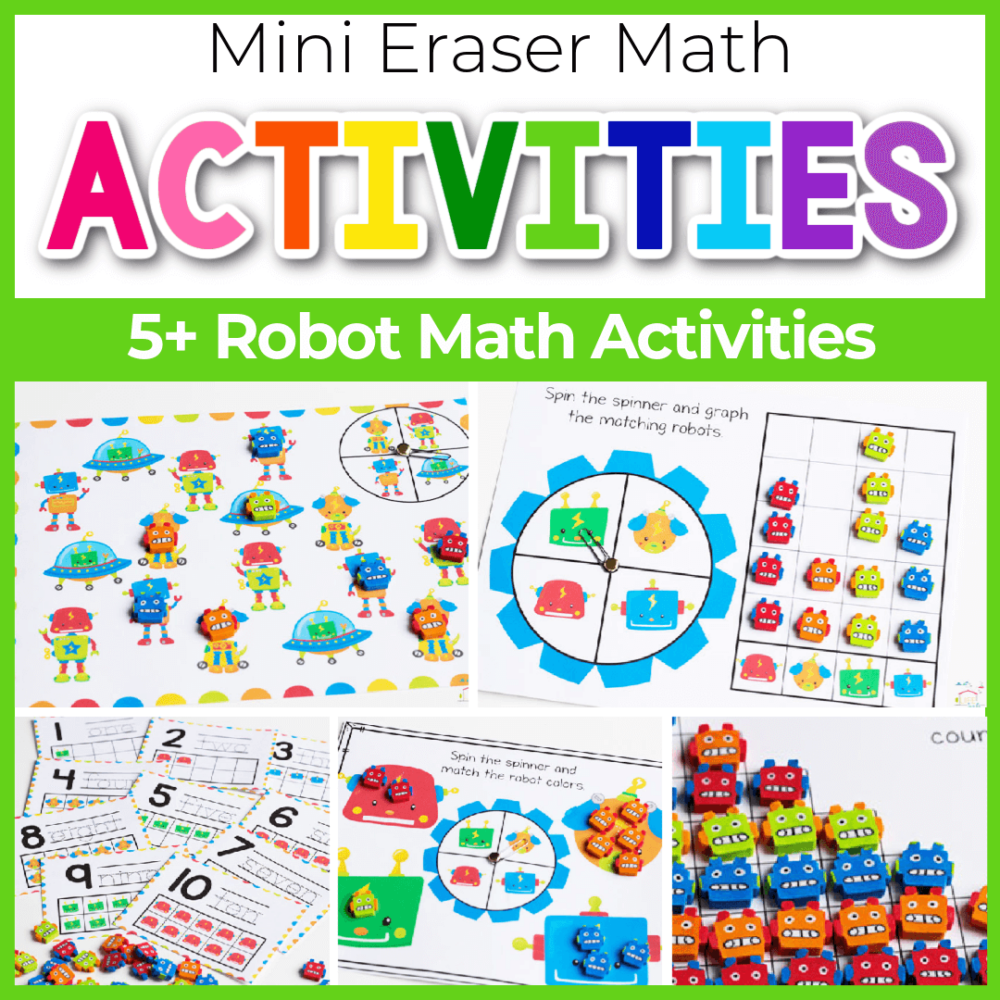 Free Printable Robot Mini Eraser Math Activity Pack