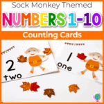 Free Printable Sock Monkey Counting Cards for 1-10