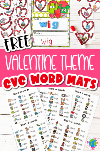 Free Printable Valentine's Day CVC Word Building Mat