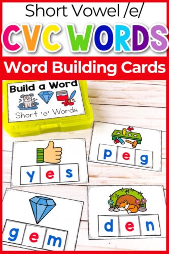 Short E CVC Words Build-a-Word Activity for Kindergarten