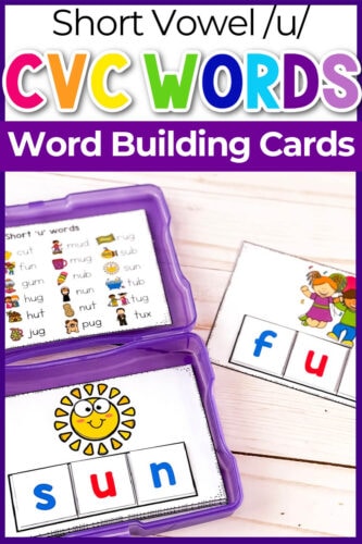 Short U CVC Words Build-a-Word Activity for Kindergarten