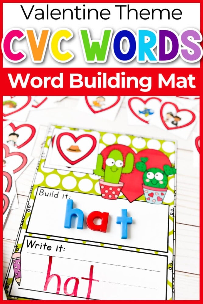 Valentine’s Day CVC Word Building Mat for Kindergarten