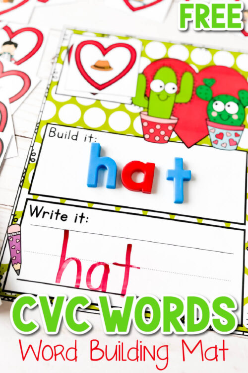 Free Printable Valentine's Day CVC Word Building Mat