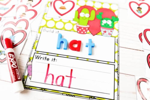 Free Printable Valentine's Day CVC Word Building Mat