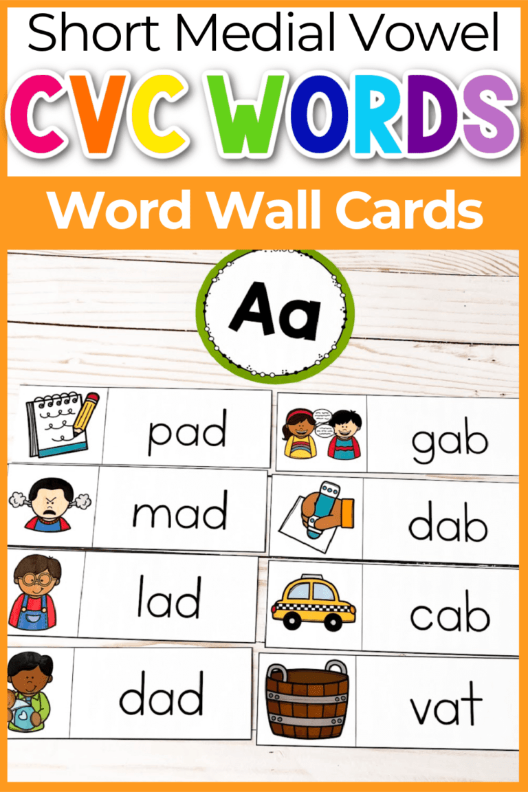 CVC Word Wall Words for Kindergarten Literacy Centers | Life Over C's