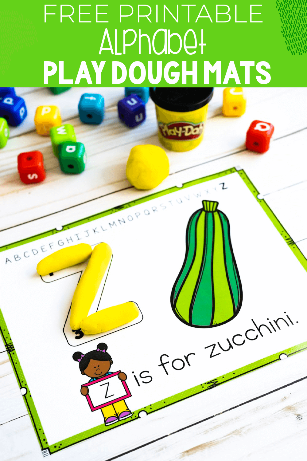 Free Printable Food Theme Alphabet Tracing Play Dough Mats