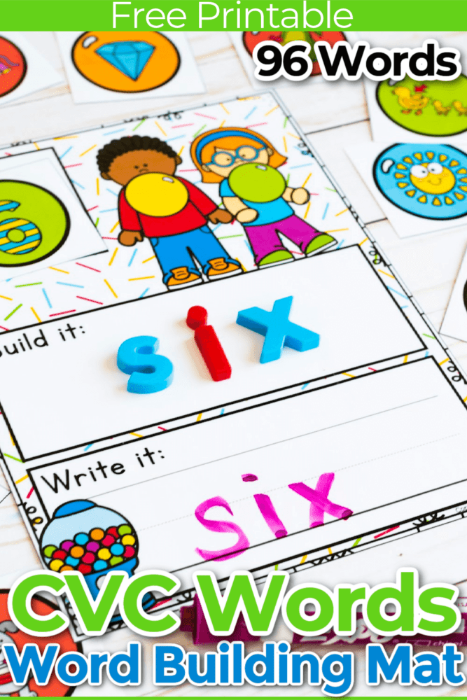 Bubblegum CVC Word Building Mat for Kindergarten
