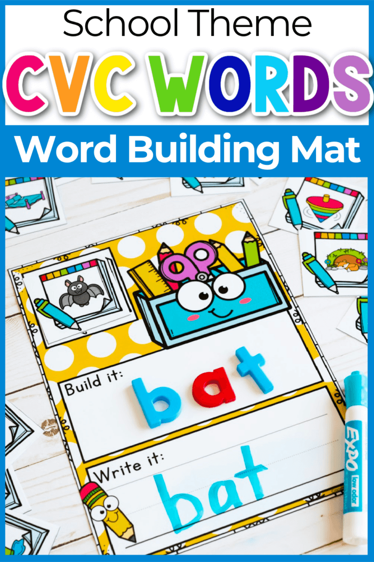 Free Printable Back to School CVC Word Building Mat