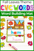 Free Printable Fall Leaves CVC Word Building Mat